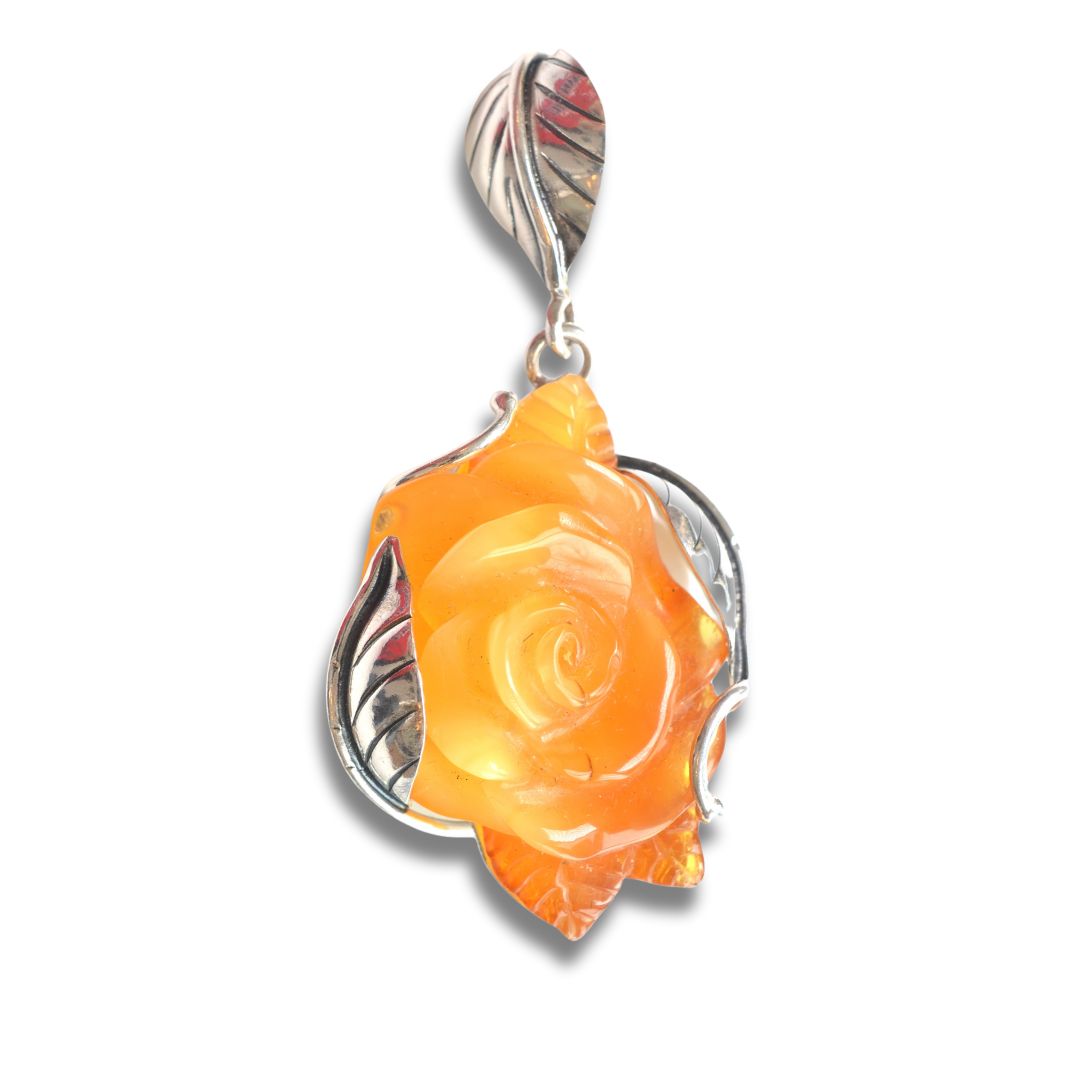 Baltic Amber Carved Flower Designed by Mira – The Amber Lady