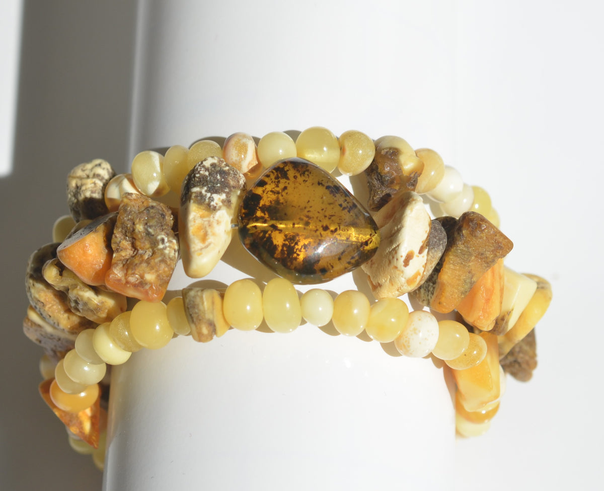 Raw Natural Baltic Amber Memory Wire Bracelet – The Amber Lady